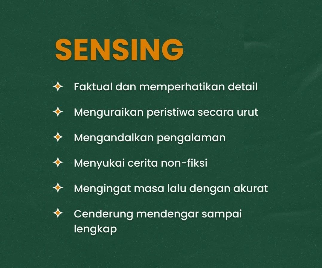 Karakter Khas SENSING Dalam Konsep STIFIn - STIFIn Tes 081809280203